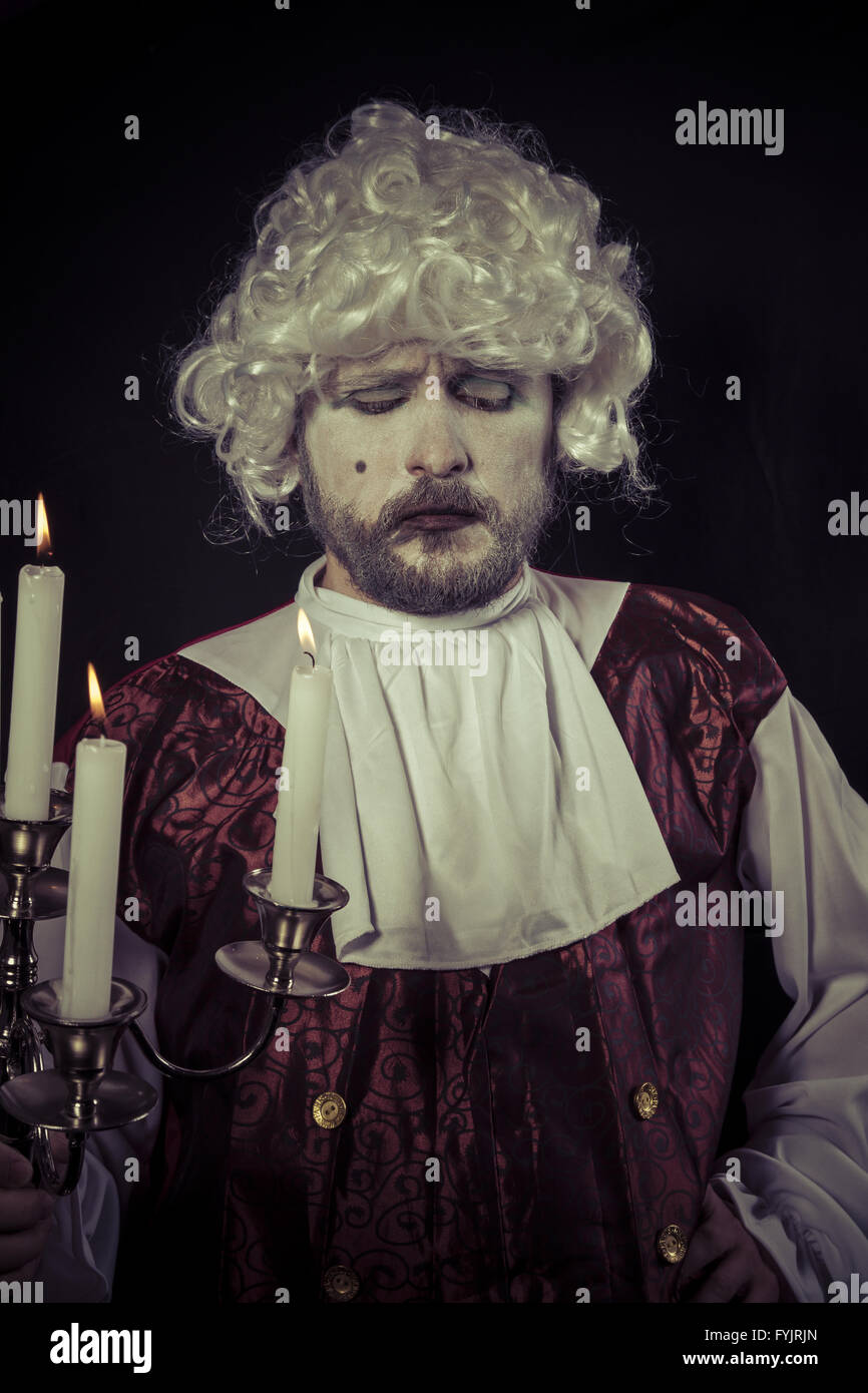 nineteenth century man, , chandelier with candles Stock Photo - Alamy