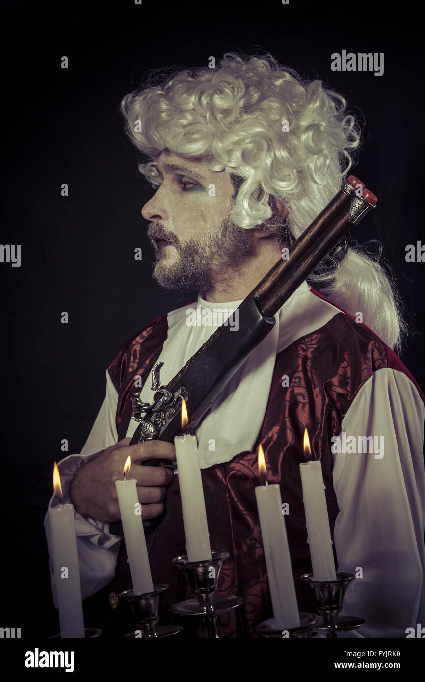 Duel, nineteenth century man, , chandelier with candles Stock Photo - Alamy