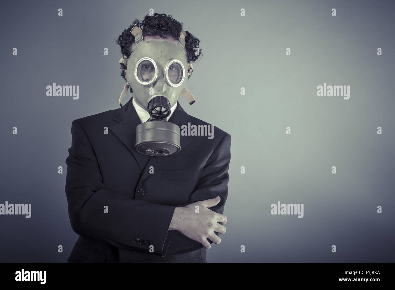 Environment, Business man wearing a gask mask, pollution concept Stock ...