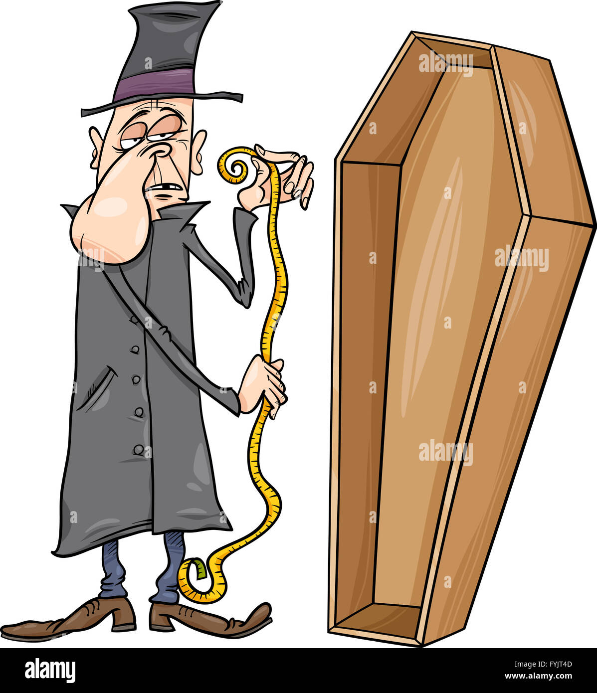 undertaker with coffin cartoon illustration Stock Photo - Alamy