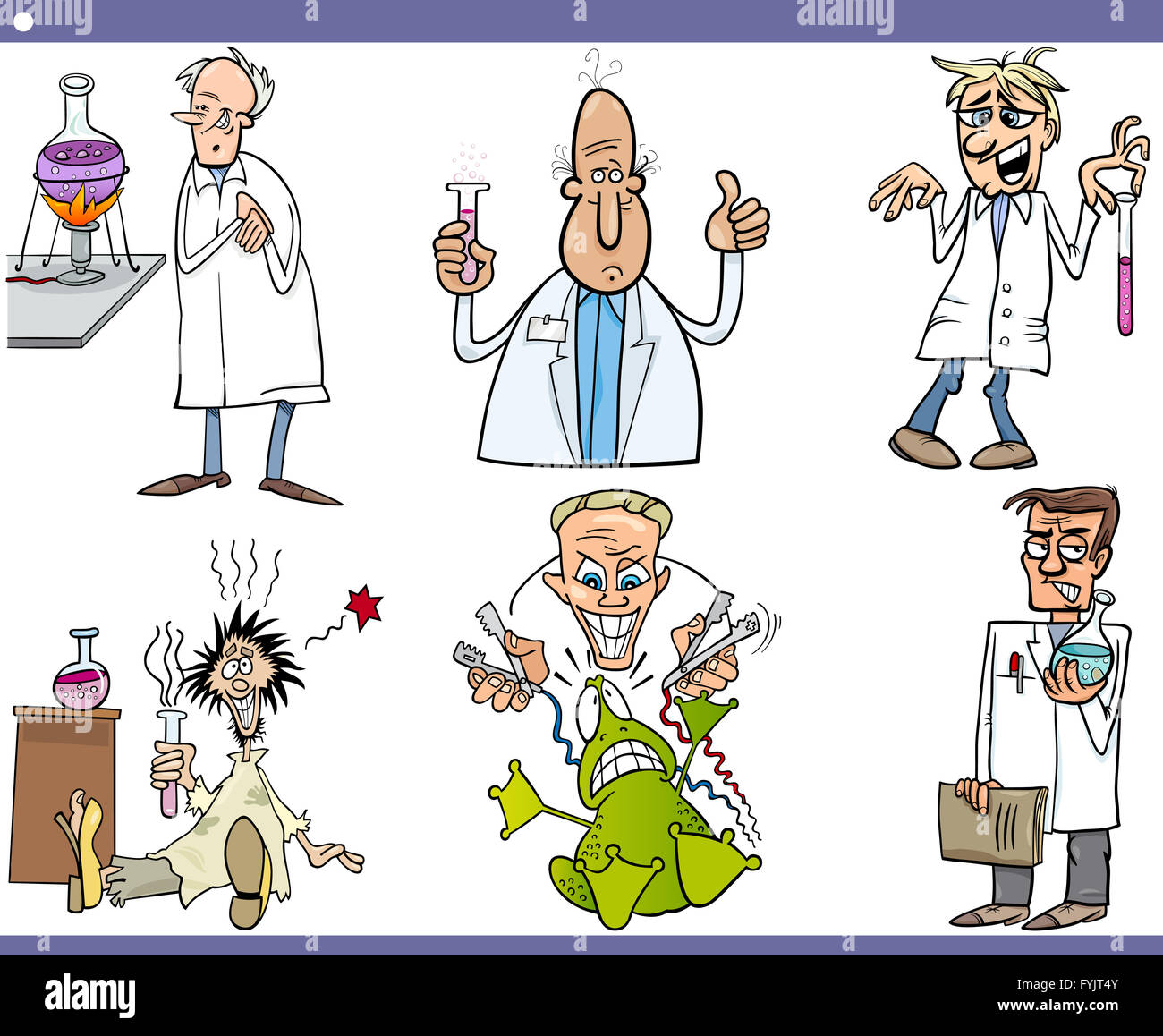 scientists characters cartoon set Stock Photo - Alamy
