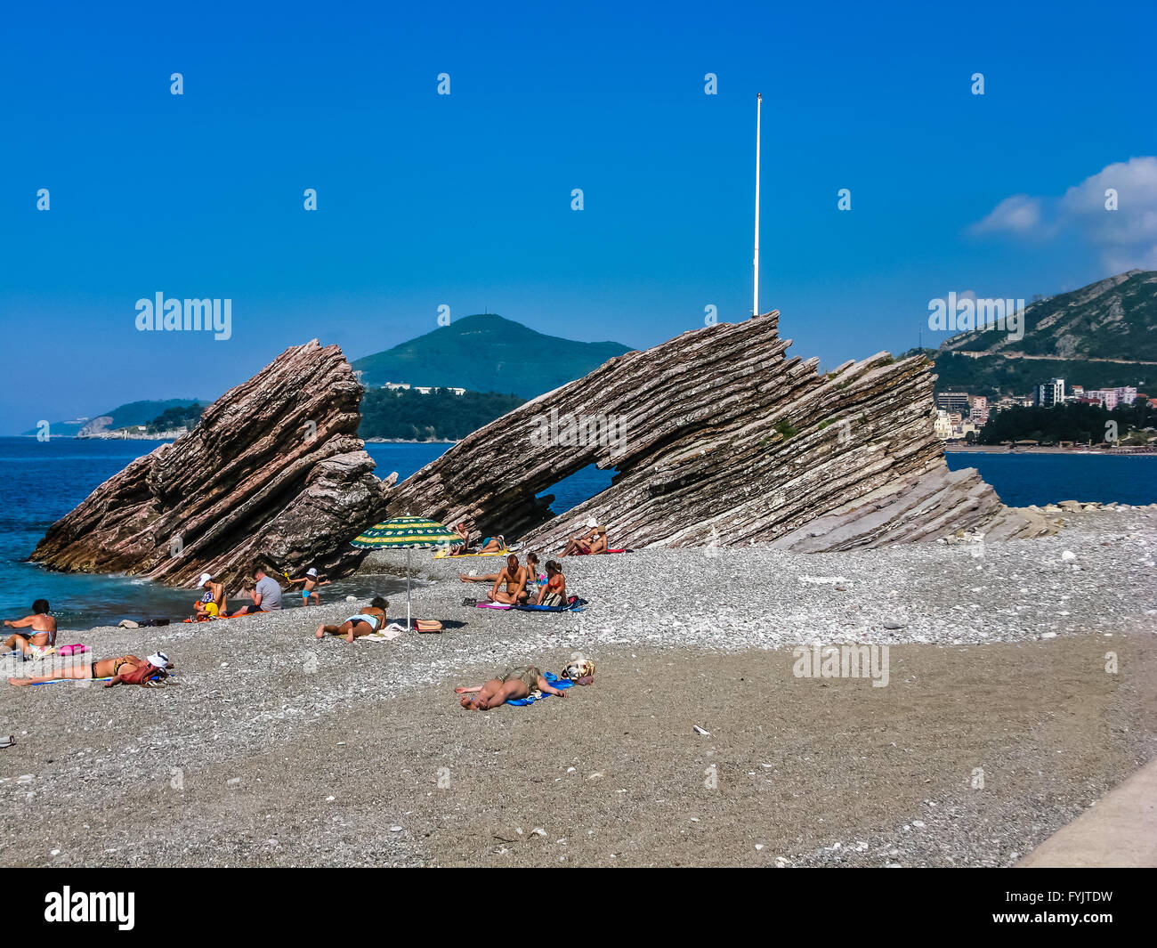 View on beach in Rafailovici, Montenegro Stock Photo - Alamy