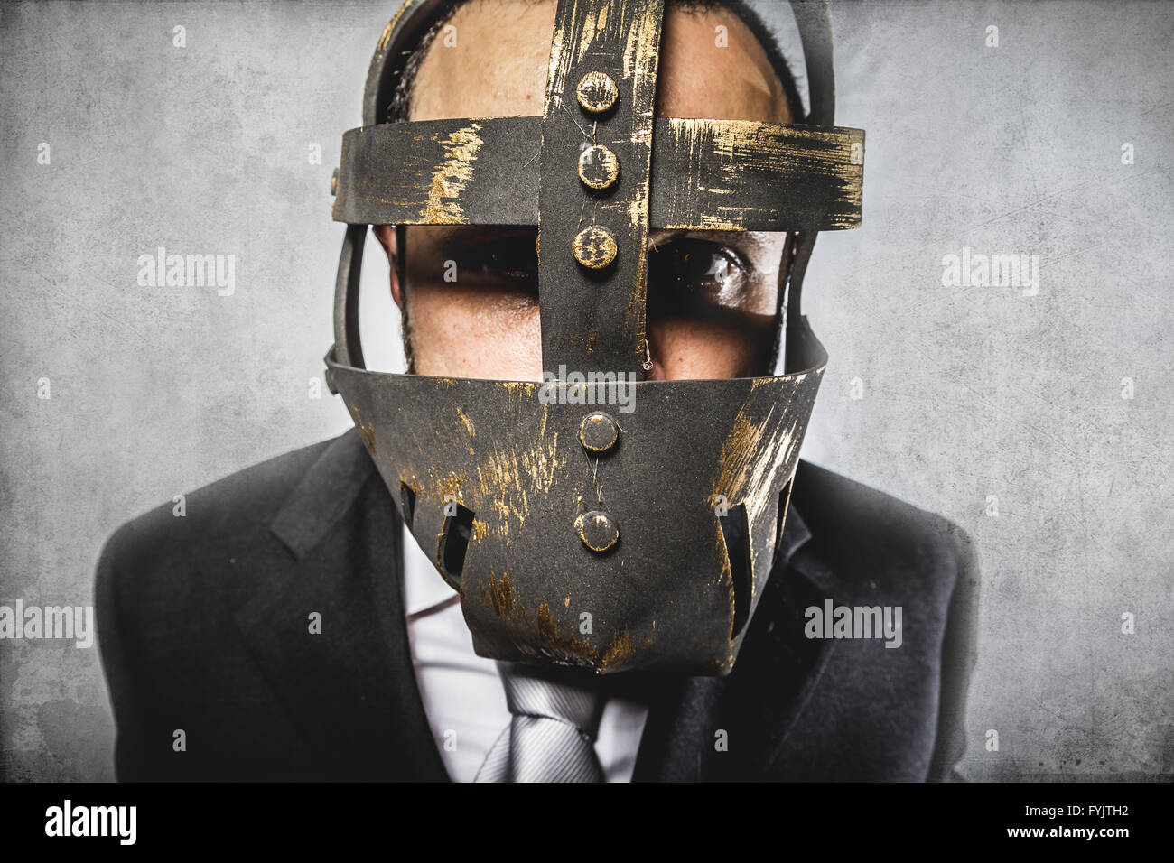 danger, dangerous business man with iron mask and expressions Stock ...