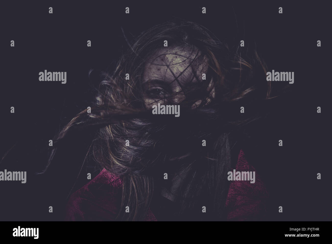 Fear, Young girl with hair flying, concept nightmares Stock Photo - Alamy