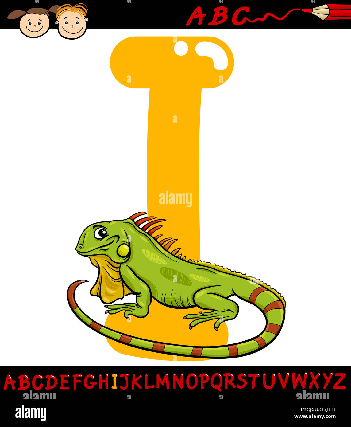letter i for iguana cartoon illustration Stock Photo - Alamy