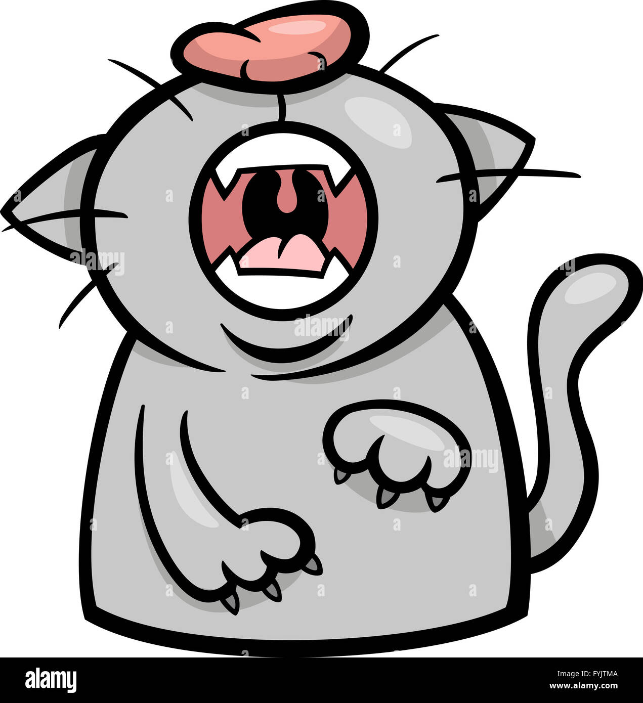 cat yawn or meow cartoon illustration Stock Photo - Alamy