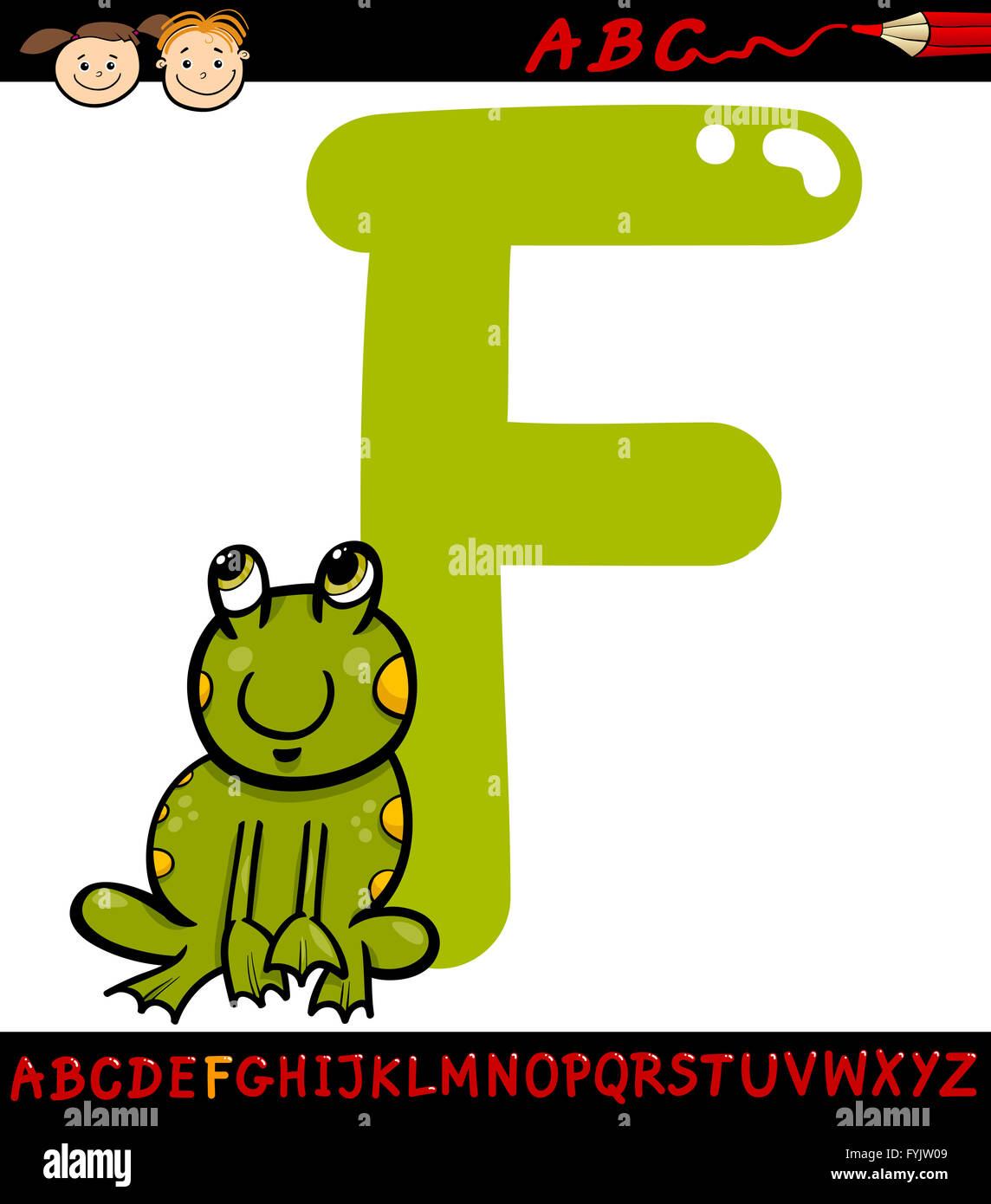 letter f for frog cartoon illustration Stock Photo - Alamy