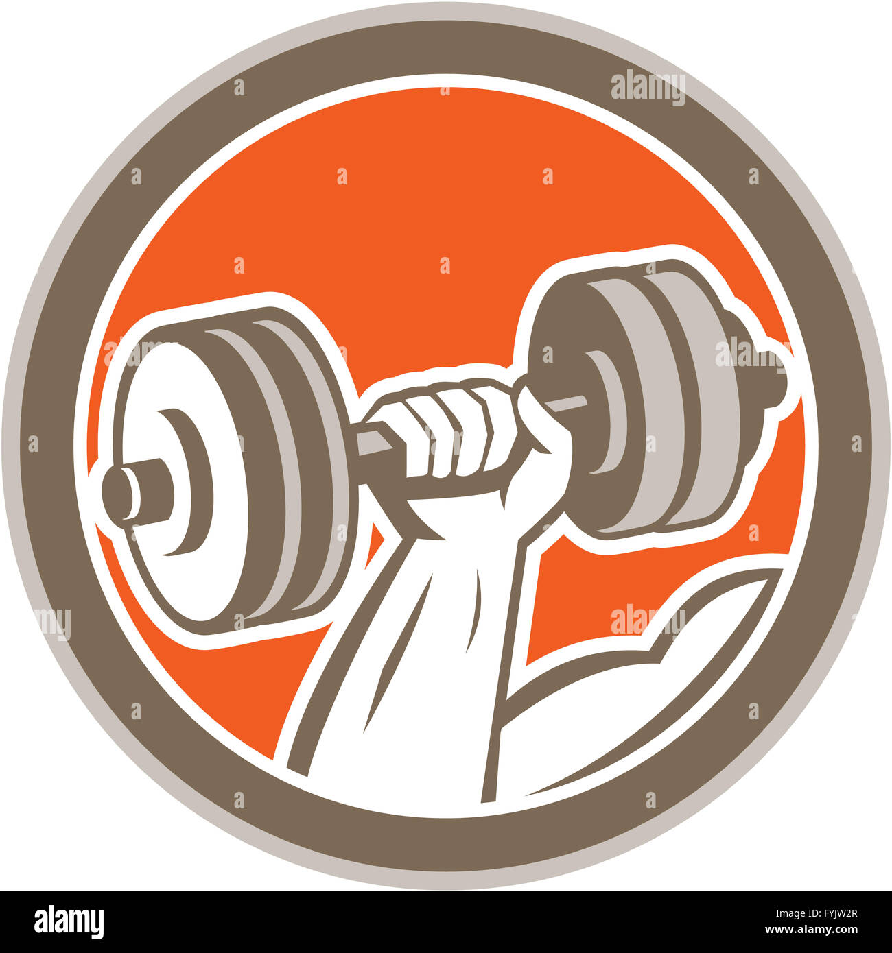 Hand Lifting Dumbbell Circle Retro Stock Photo - Alamy