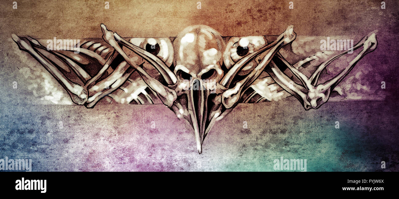 Indian bones bracelet, Sketch of tattoo art, over colorful paper Stock ...