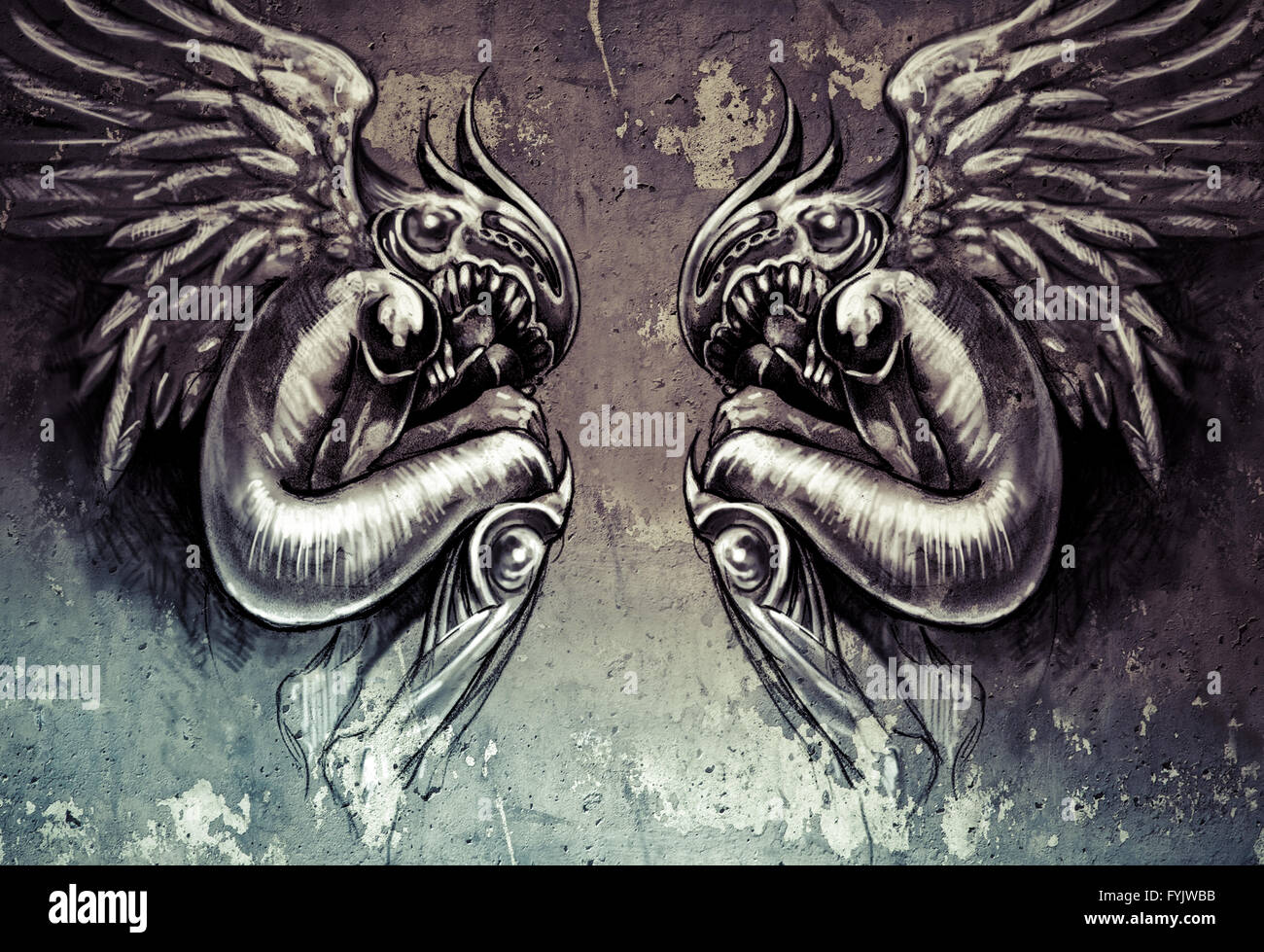 Angel wings wall part hi-res stock photography and images - Alamy