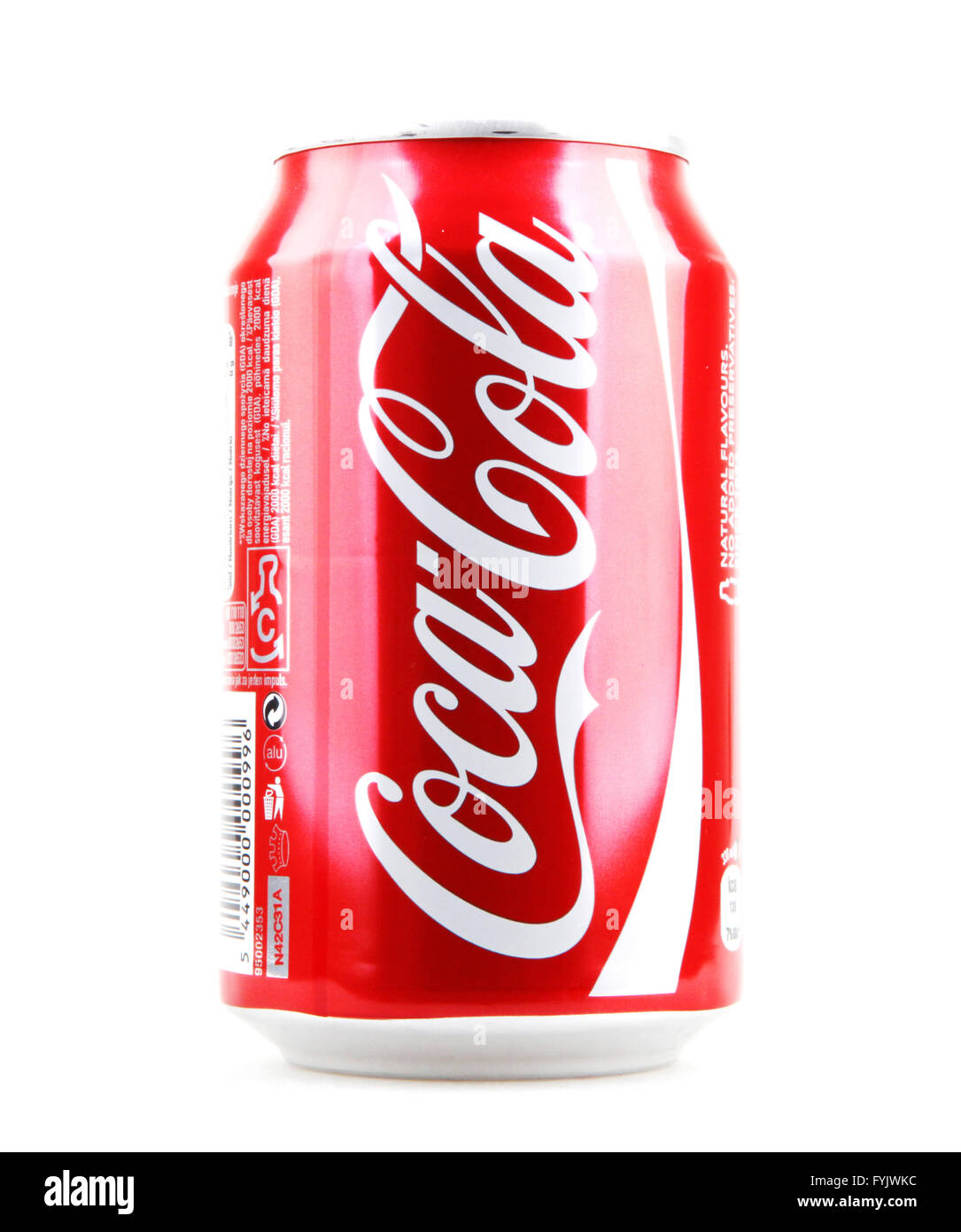 AYTOS, BULGARIA - OCTOBER 15, 2014: Coca-Cola isolated on white ...