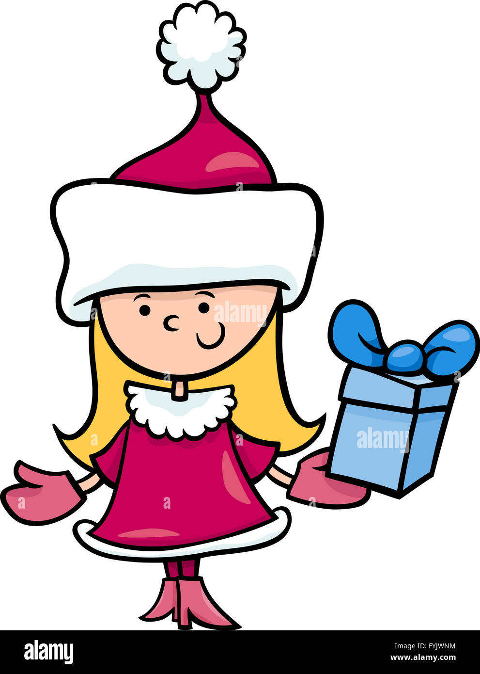 santa claus girl cartoon illustration Stock Photo - Alamy