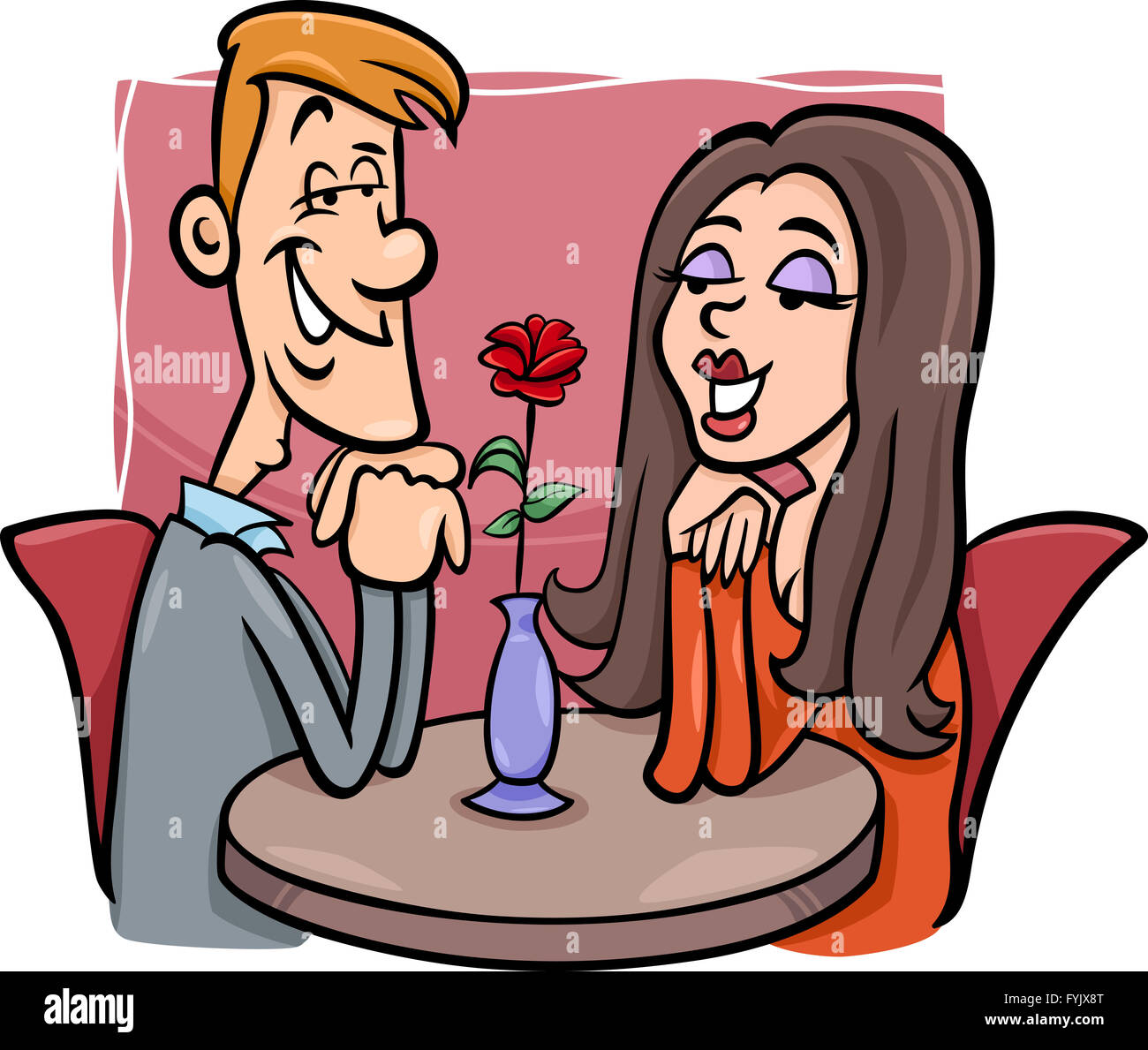 couple in love cartoon illustration Stock Photo - Alamy