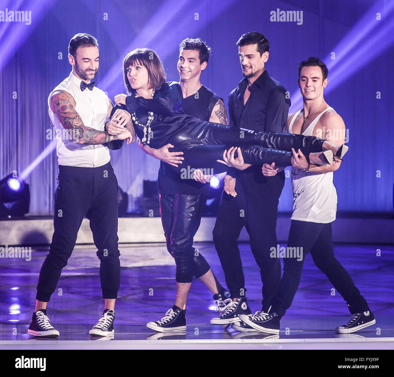 Birgit Schrowange and TV Dancer Stock Photo - Alamy