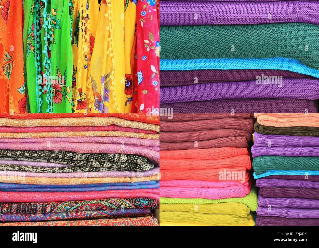 Textile background - set of colorful textile fabrics Stock Photo - Alamy