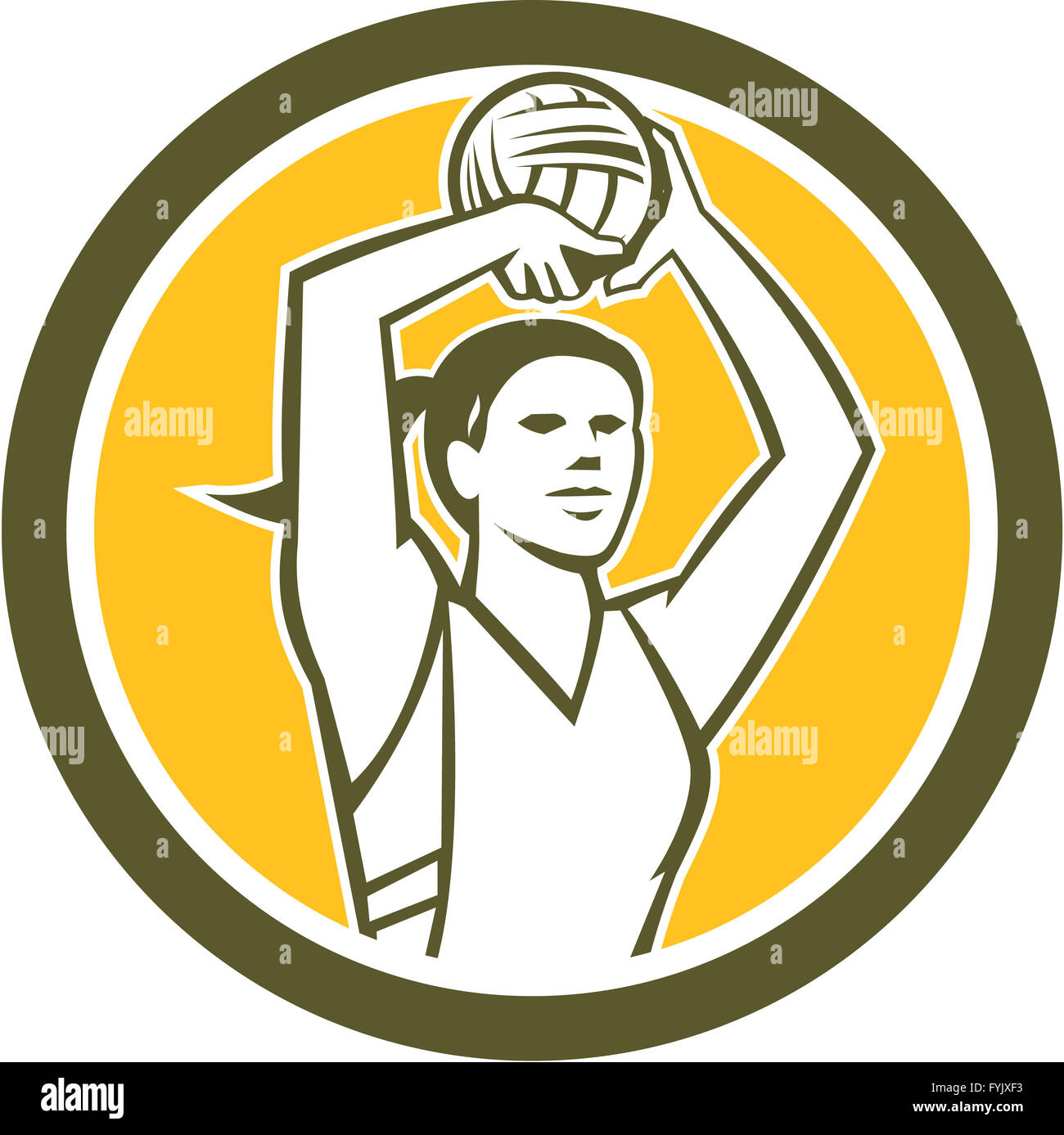 Netball Player Shooting Ball Circle Retro Stock Photo - Alamy