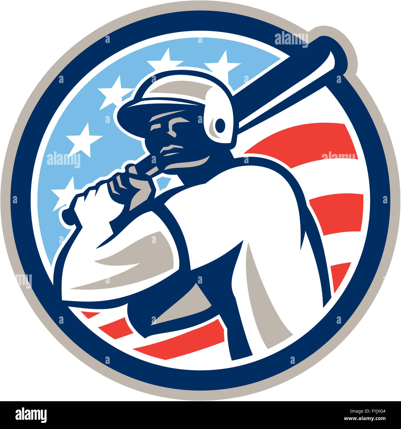 American Baseball Batter Hitter Circle Retro Stock Photo - Alamy