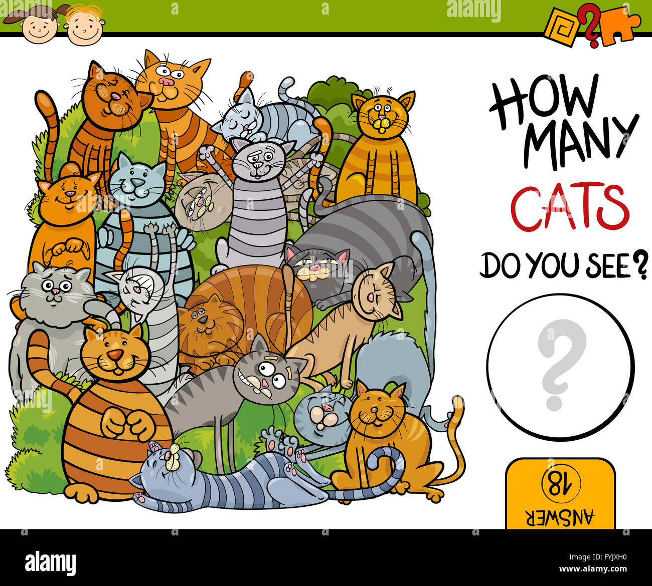 counting game cartoon illustration Stock Photo - Alamy