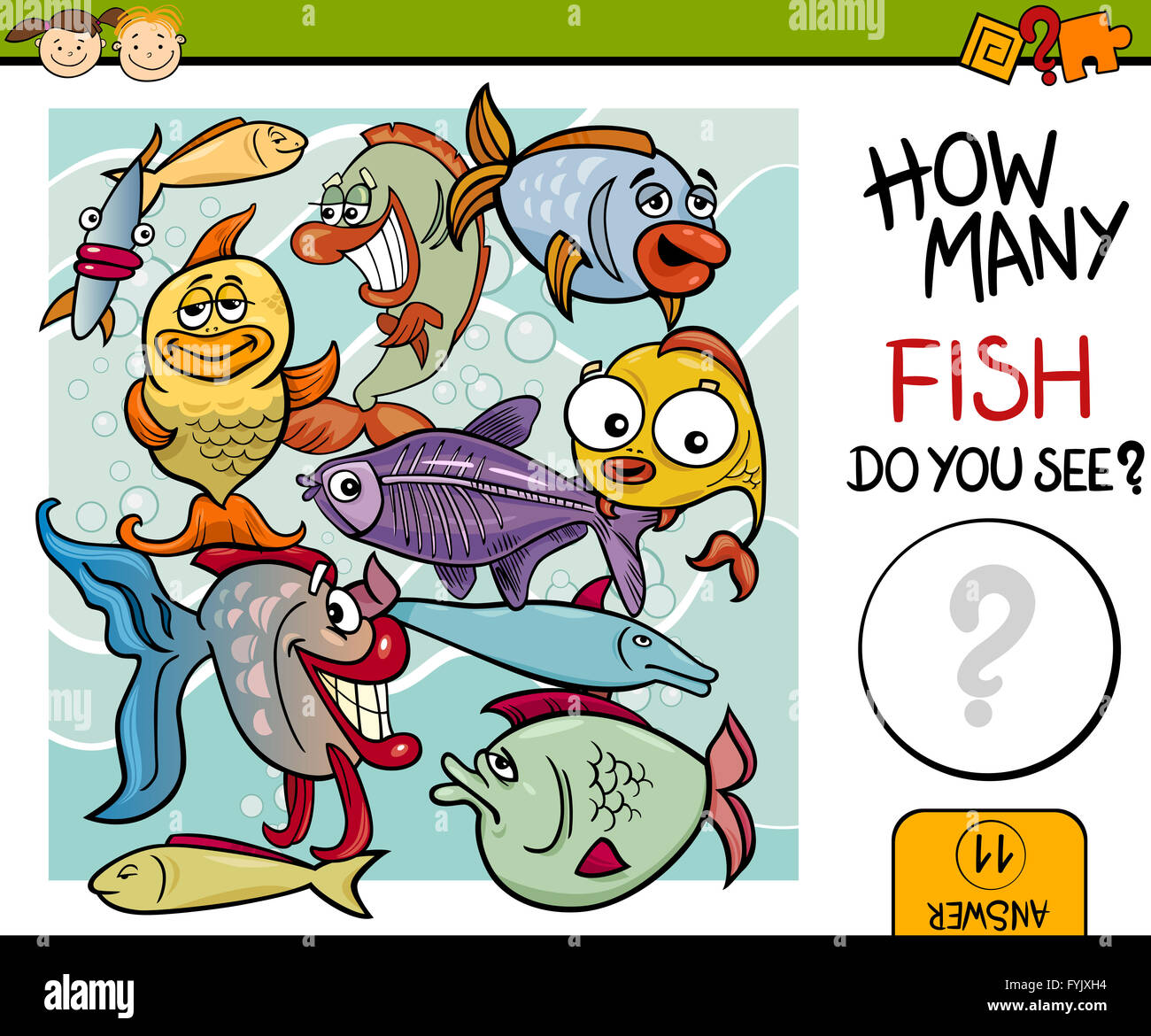 counting game cartoon illustration Stock Photo - Alamy