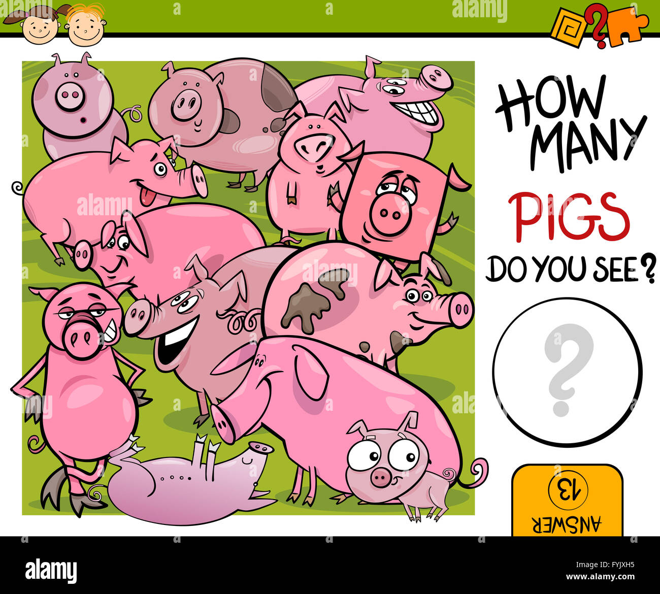 counting game cartoon illustration Stock Photo - Alamy