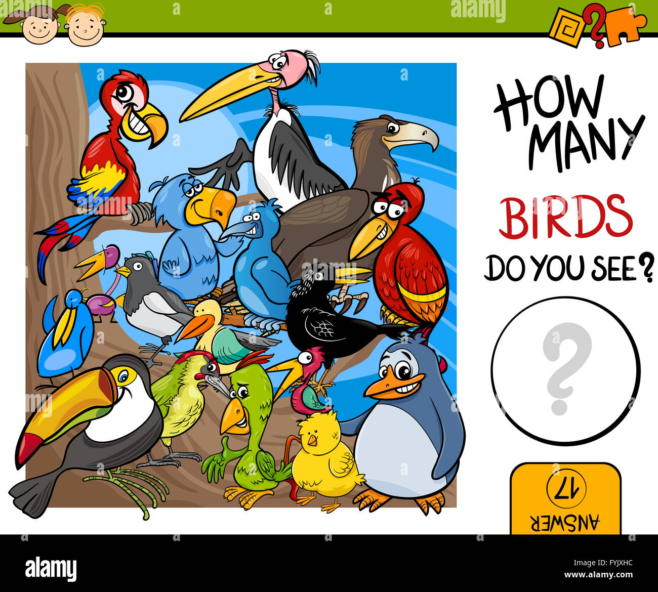 counting game cartoon illustration Stock Photo - Alamy