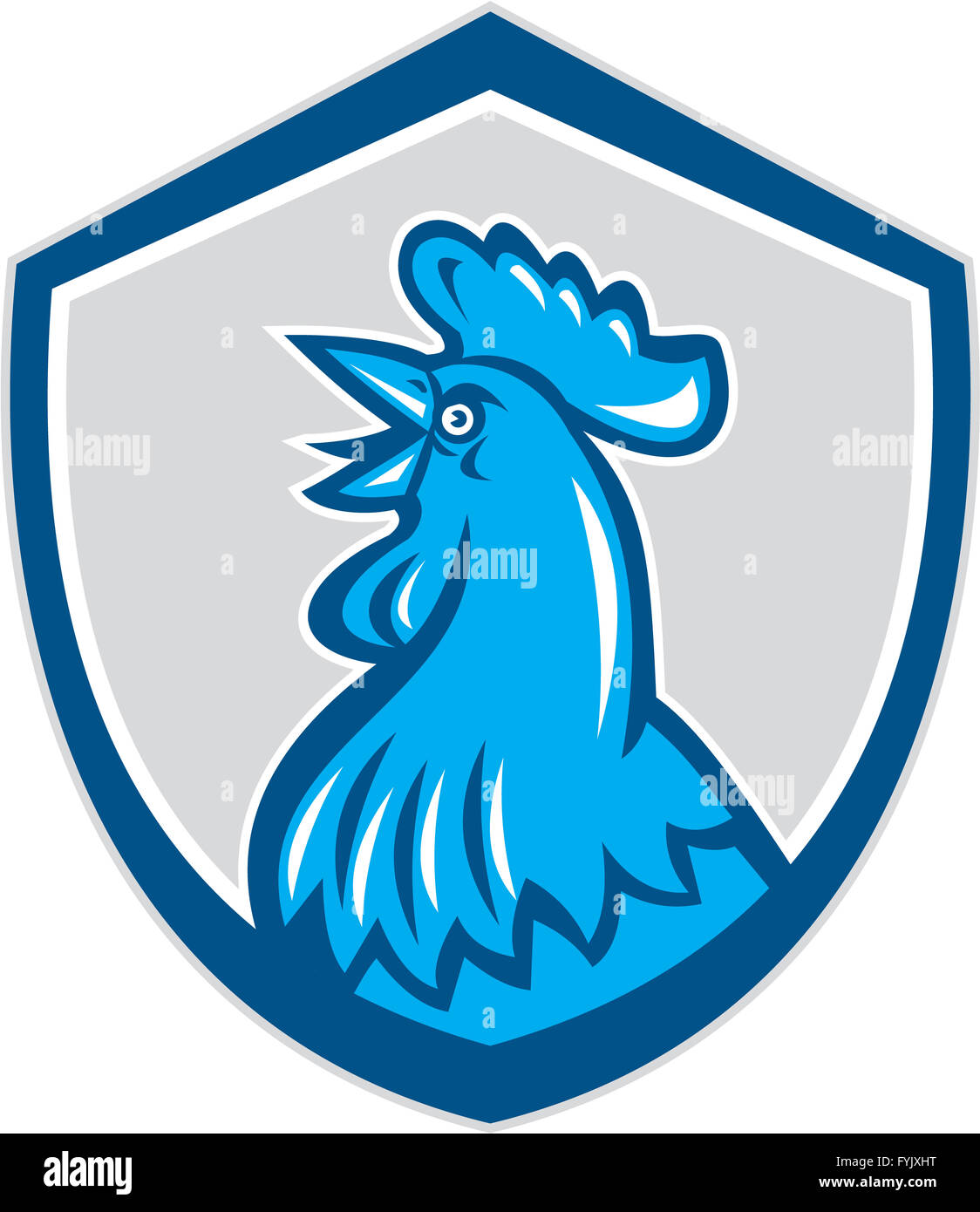 Chicken Rooster Head Crowing Shield Retro Stock Photo - Alamy