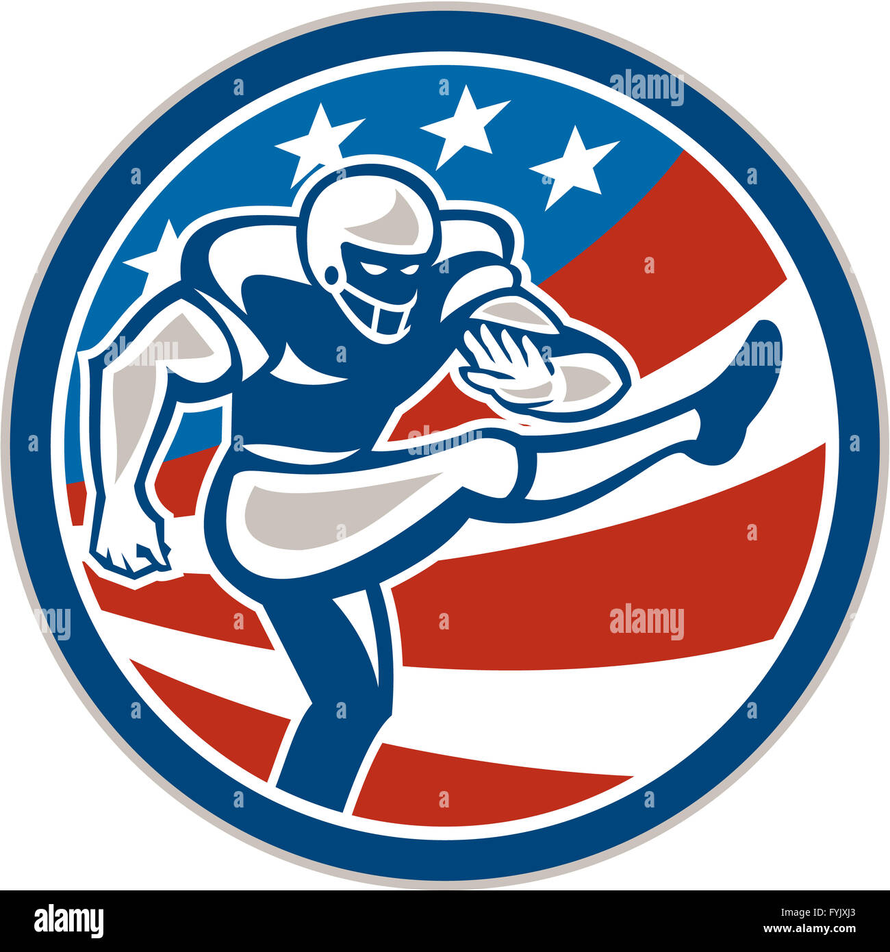American Football Placekicker Circle Retro Stock Photo - Alamy