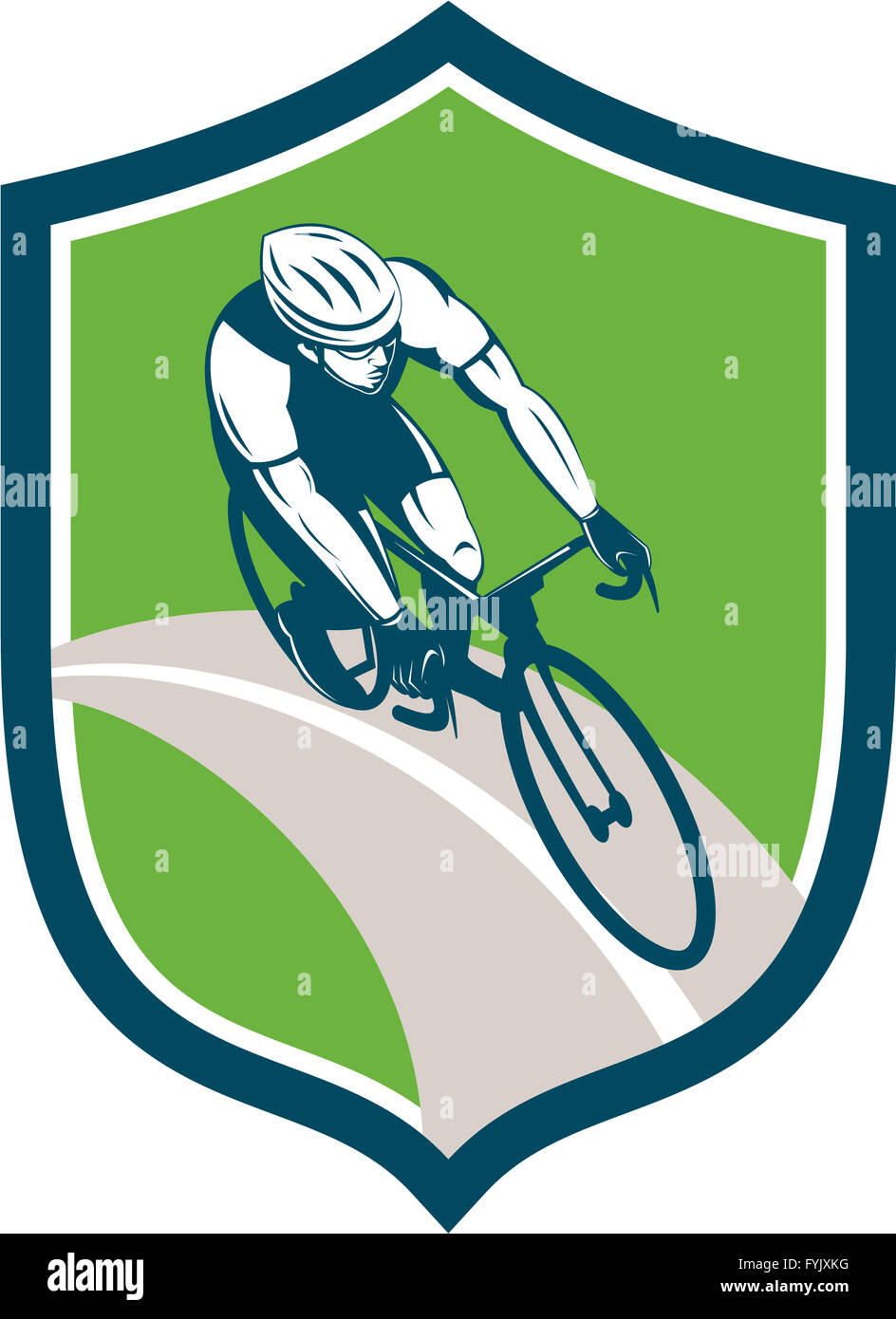 Cyclist Bicycle Rider Shield Retro Stock Photo - Alamy