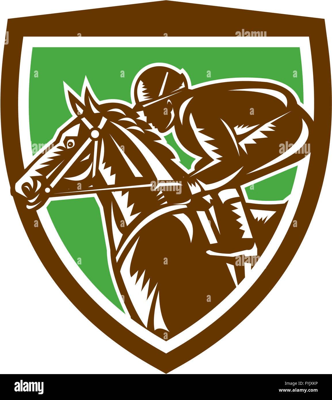 Jockey Horse Racing Side Shield Retro Stock Photo - Alamy