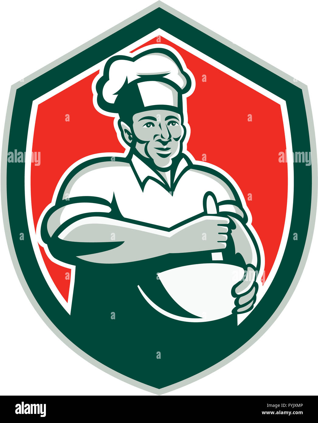 Baker Chef Cook Mixing Bowl Shield Retro Stock Photo - Alamy