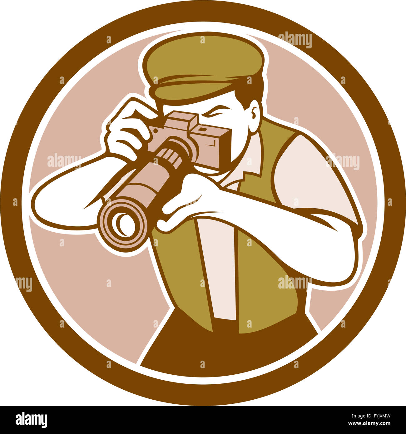 Photographer Shooting Camera Circle Retro Stock Photo - Alamy