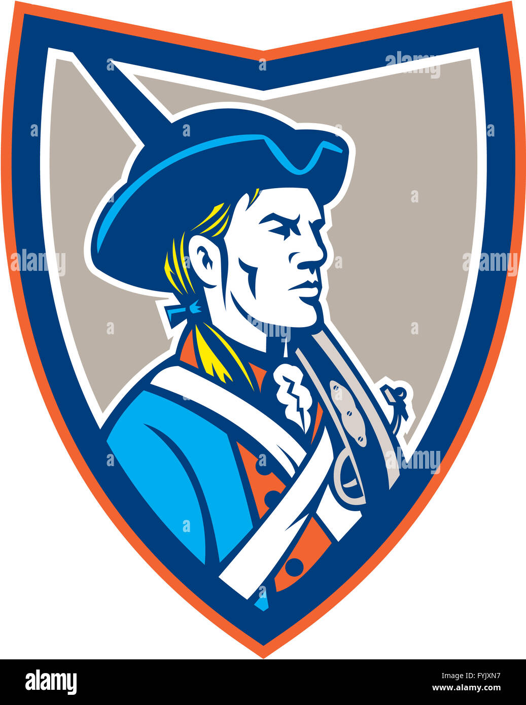 American Patriot Musket Side Shield Retro Stock Photo - Alamy