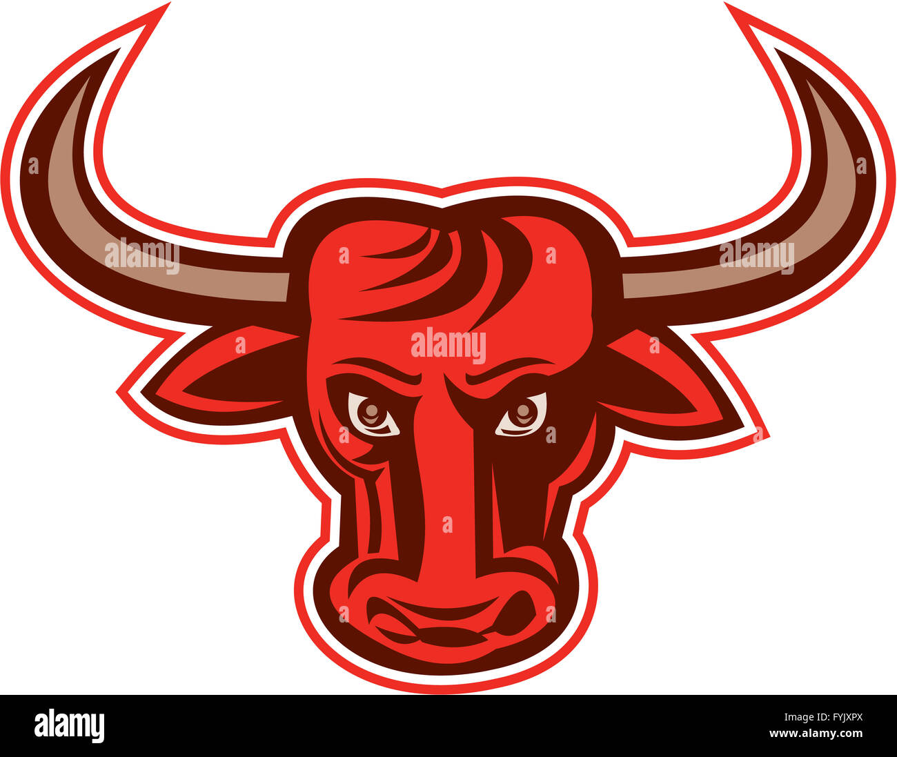 Angry Bull Head Front Retro Stock Photo - Alamy