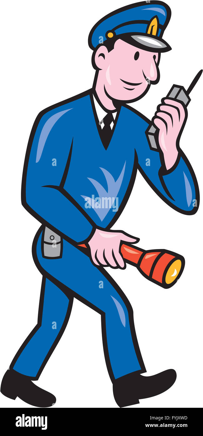 Policeman Torch Radio Cartoon Stock Photo - Alamy