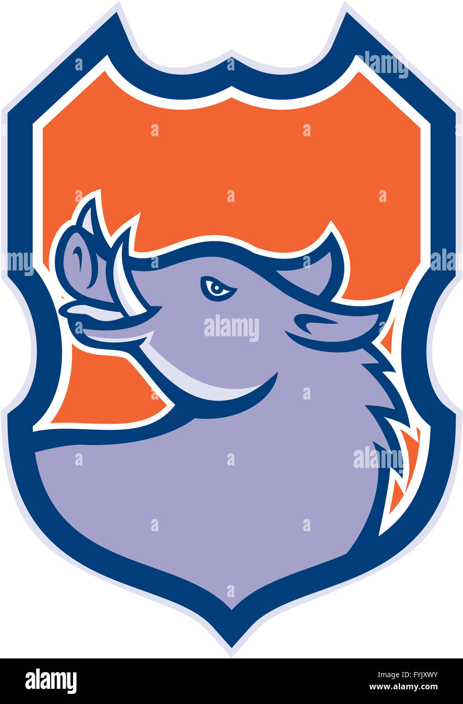 Razorback Head Looking Up Shield Retro Stock Photo - Alamy