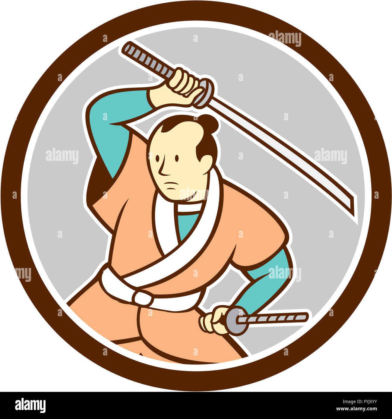 Samurai Warrior Katana Sword Circle Cartoon Stock Photo - Alamy