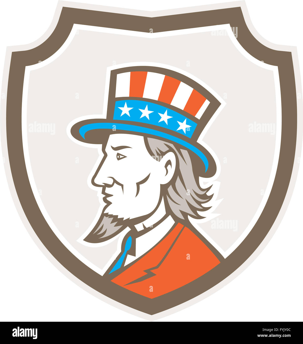 Uncle Sam American Side Shield Crest Stock Photo - Alamy