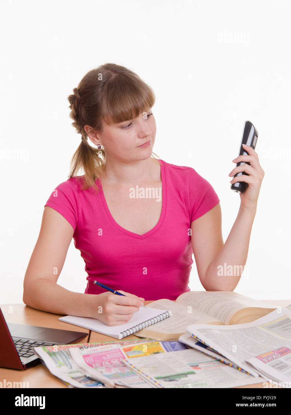 Girl dials a number hi-res stock photography and images - Alamy
