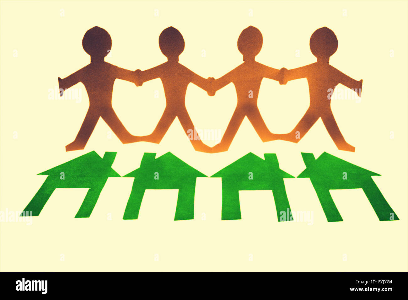 Paper Men Chain, Go Green Concept Stock Photo - Alamy