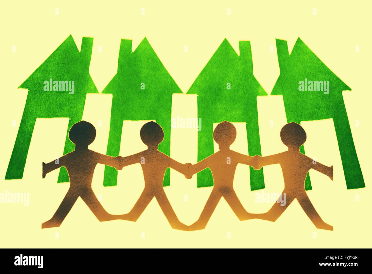 Paper Men Chain, Go Green Concept Stock Photo - Alamy