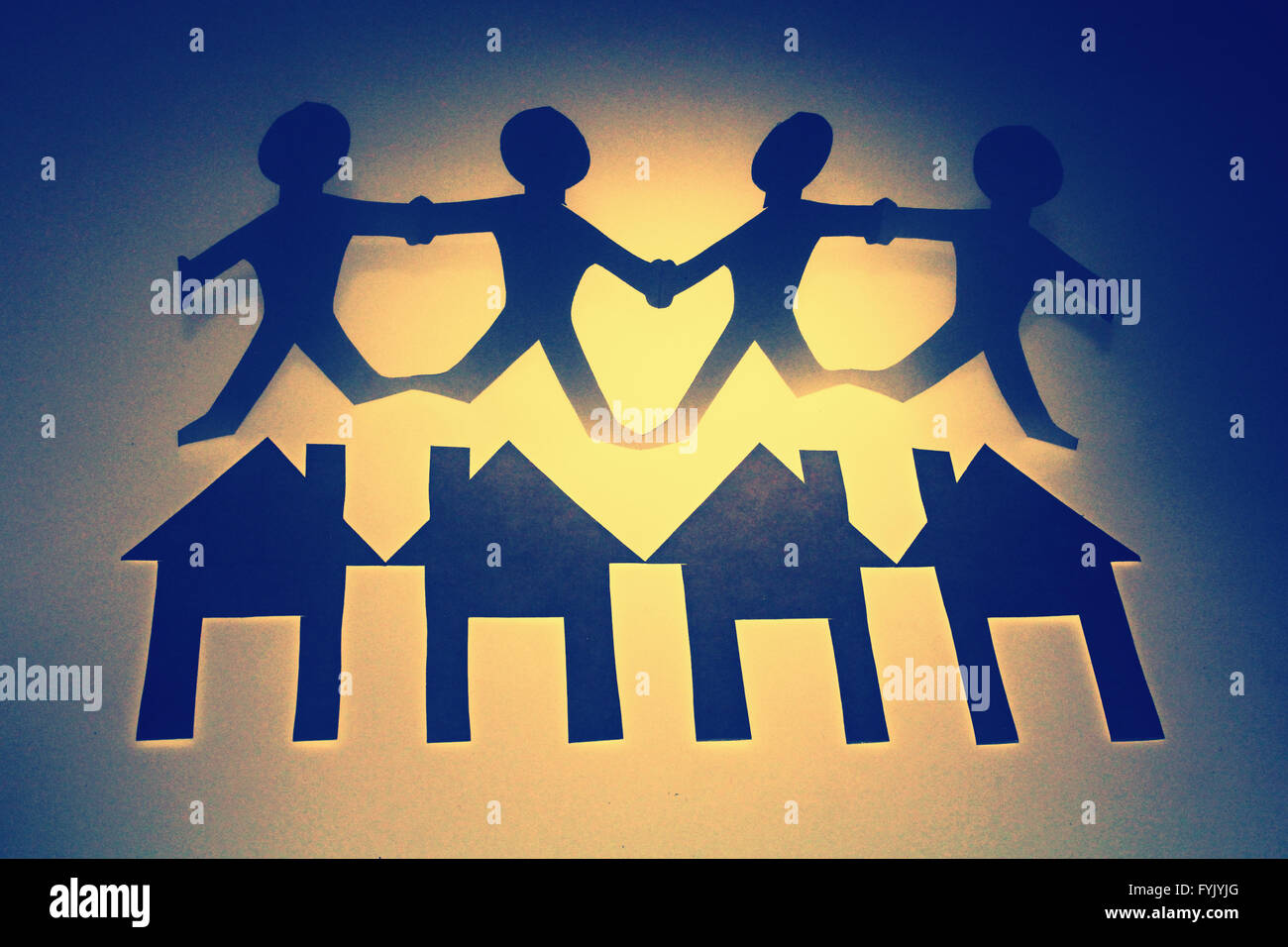 Paper Men Chain Stock Photo - Alamy