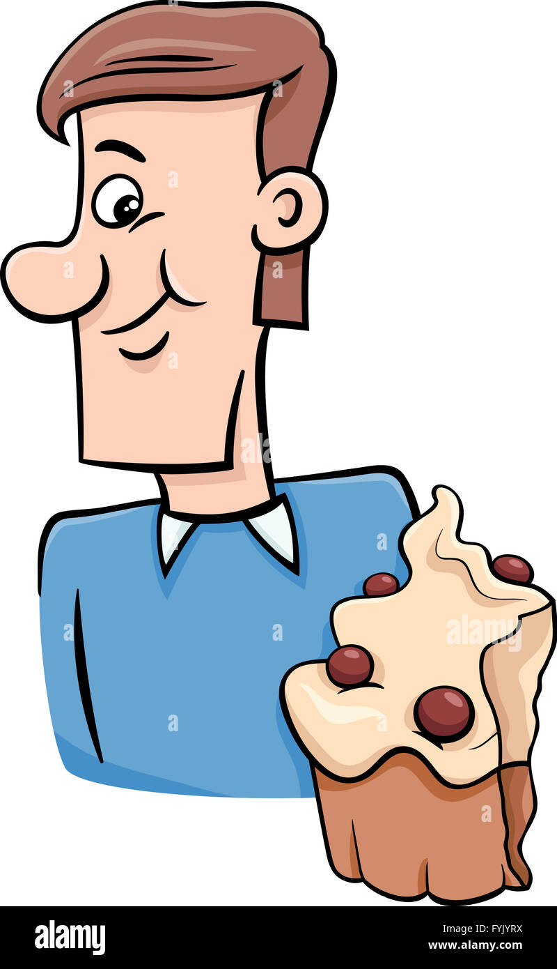 man with cupcake cartoon Stock Photo - Alamy