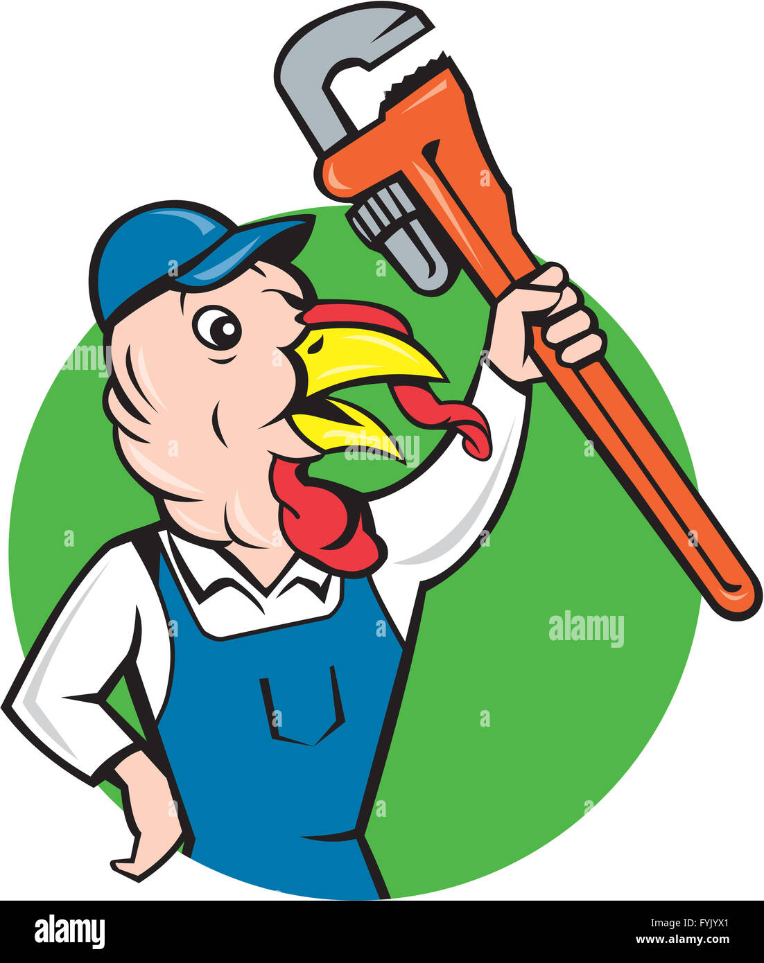 Turkey Plumber Monkey Wrench Circle Cartoon Stock Photo - Alamy