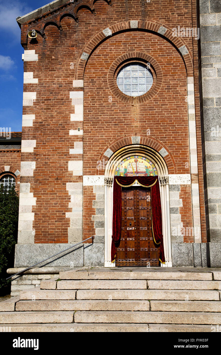 church in the samarate brick tower sidewalk italy lombardy Stock Photo ...