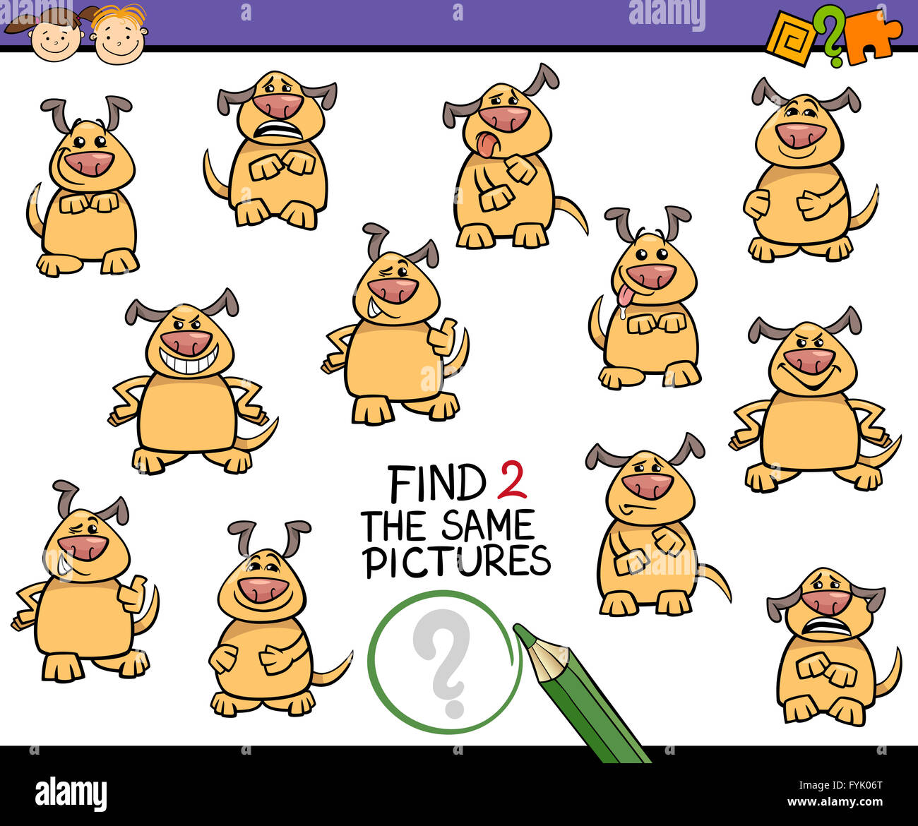 find same picture game cartoon Stock Photo - Alamy