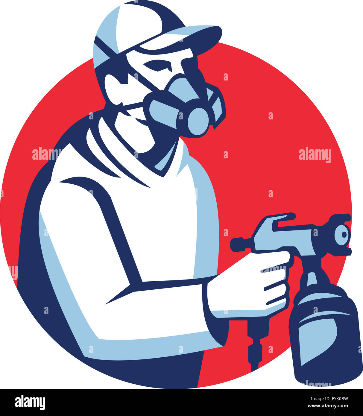 Spray Painter Spraying Paint Gun Retro Stock Photo - Alamy