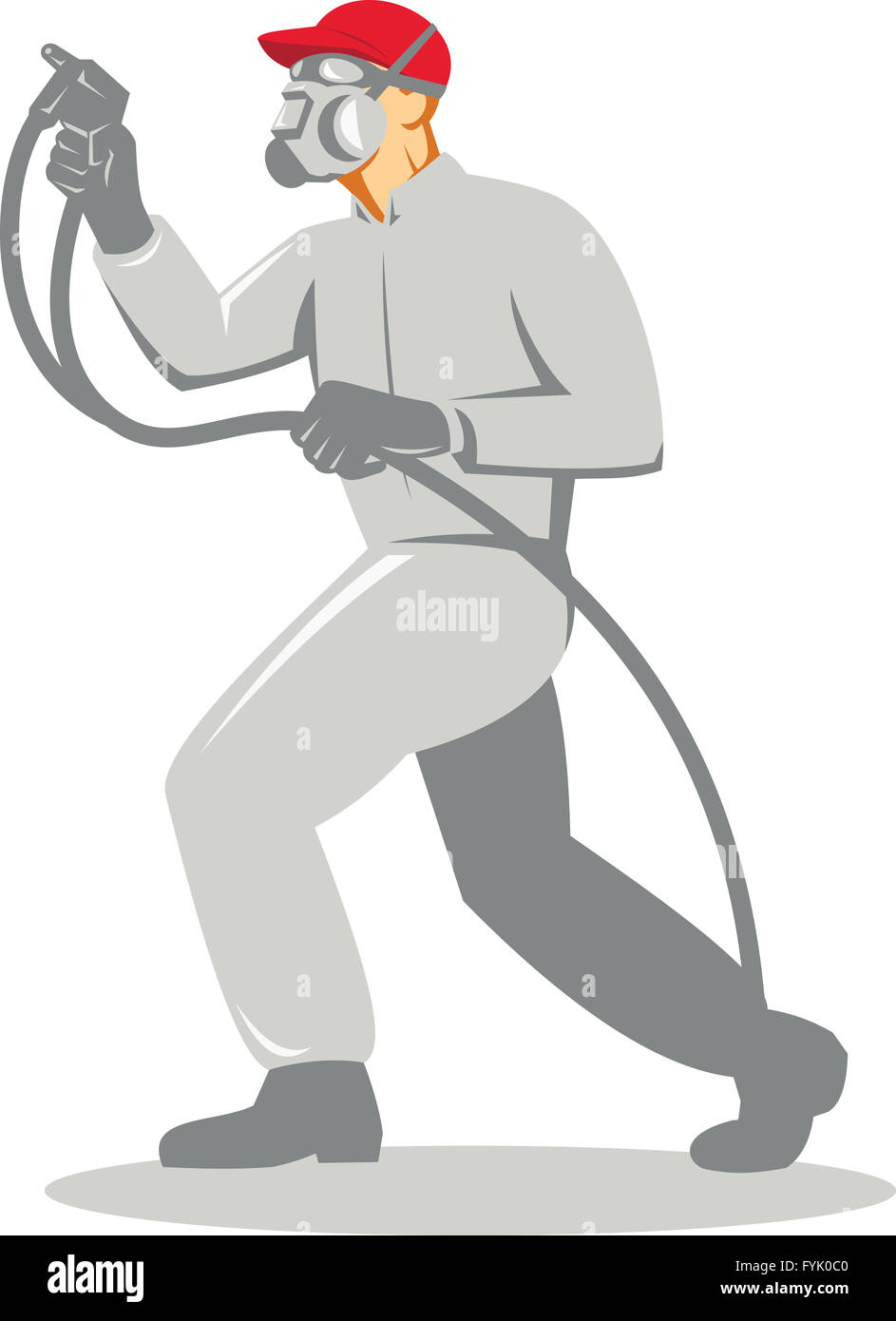 Spray Painter Spraying Paint Gun Retro Stock Photo - Alamy