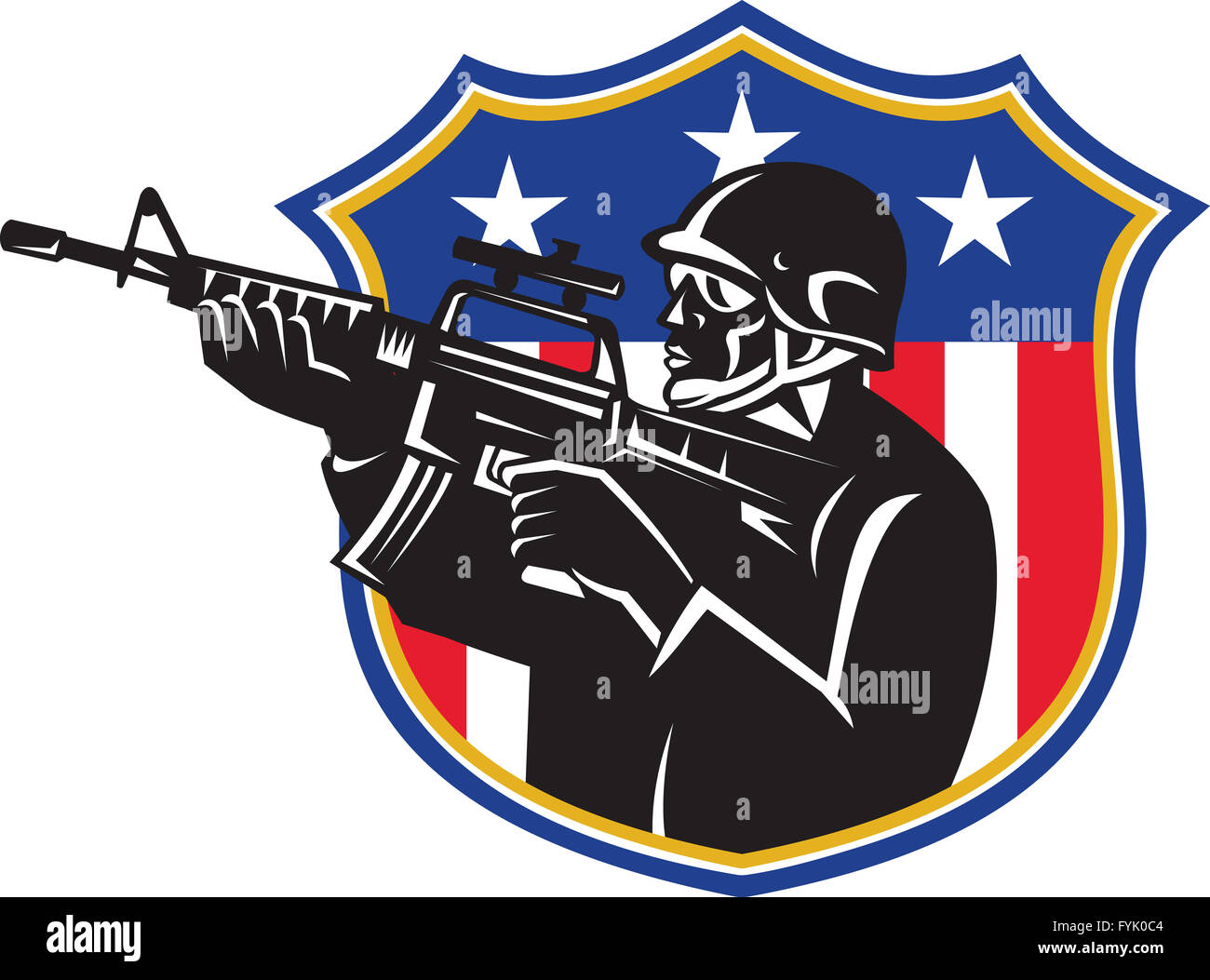 Soldier Swat Policeman Rifle Shield Stock Photo - Alamy
