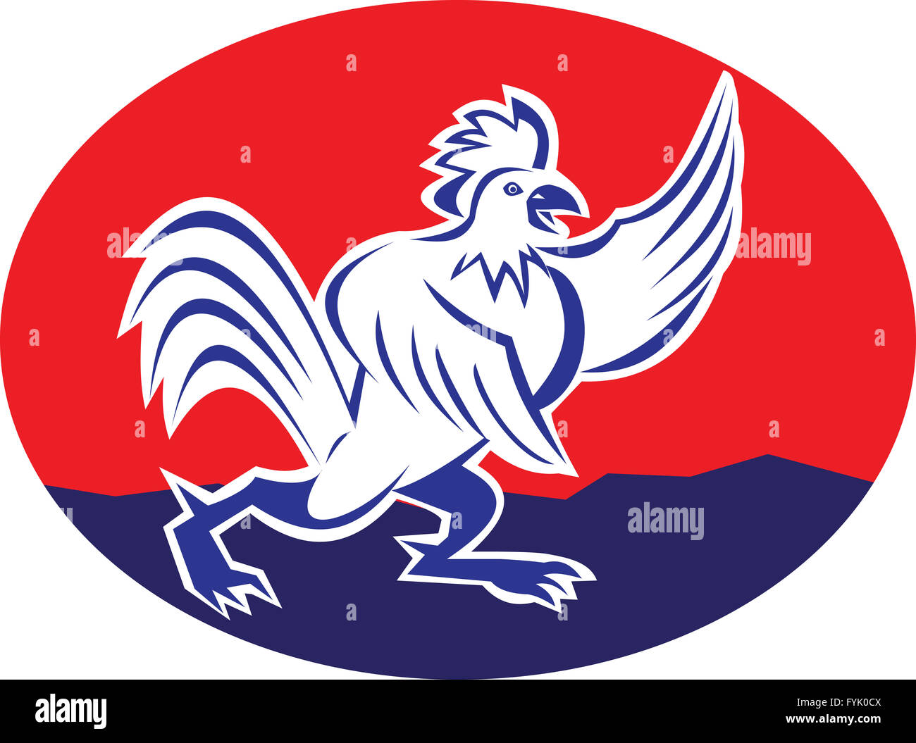 Rooster Chicken Pointing Wing Cartoon Stock Photo - Alamy