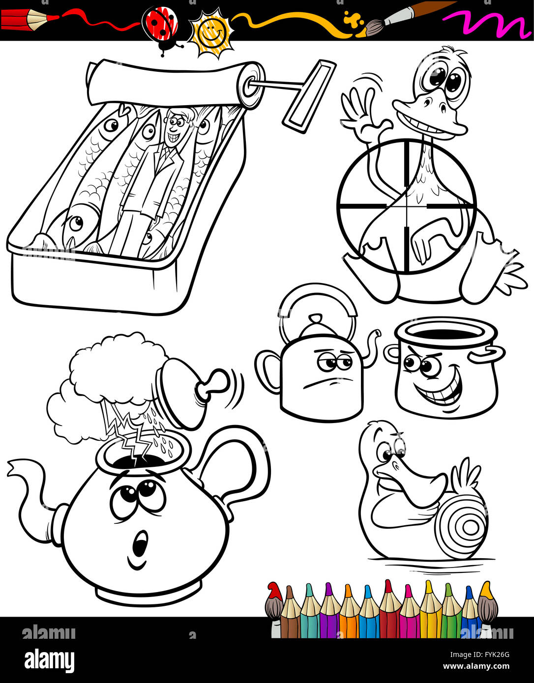 sayings set for coloring book Stock Photo - Alamy